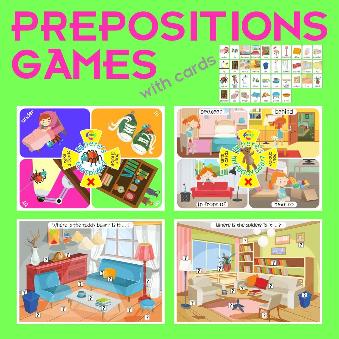 Prepositions Games. Printable Pdf. - Etsy