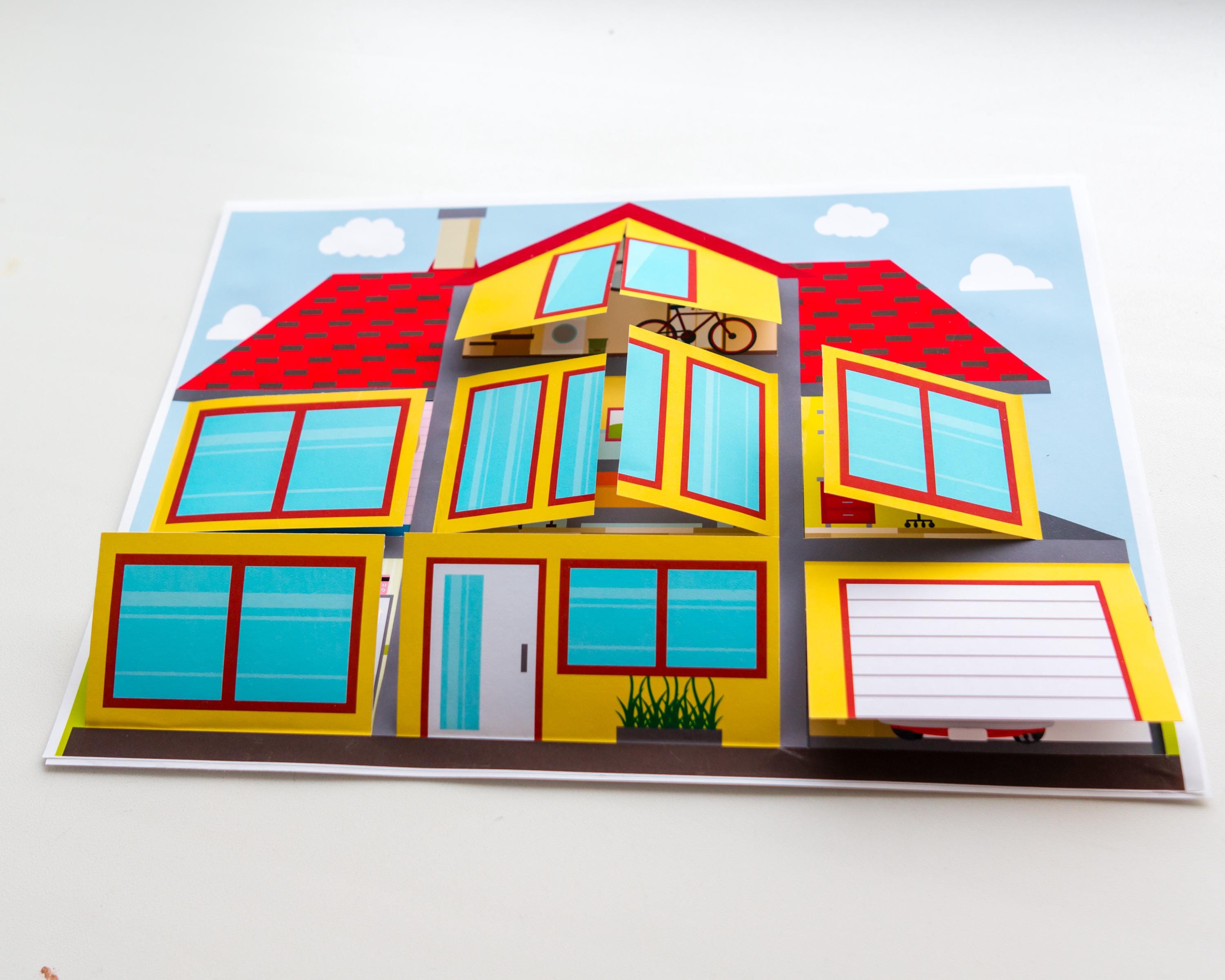 Inside House Paper Craft. Printabe Template. PDF. - Etsy