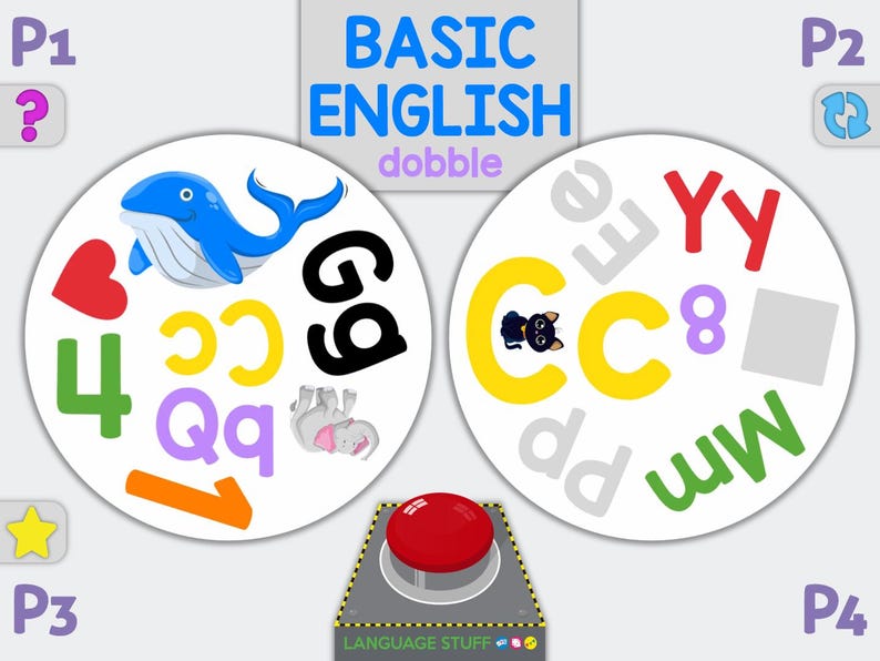 Dobble Basic English (alphabet, Numbers, Colours, Shapes) PPT+PDF. - Etsy