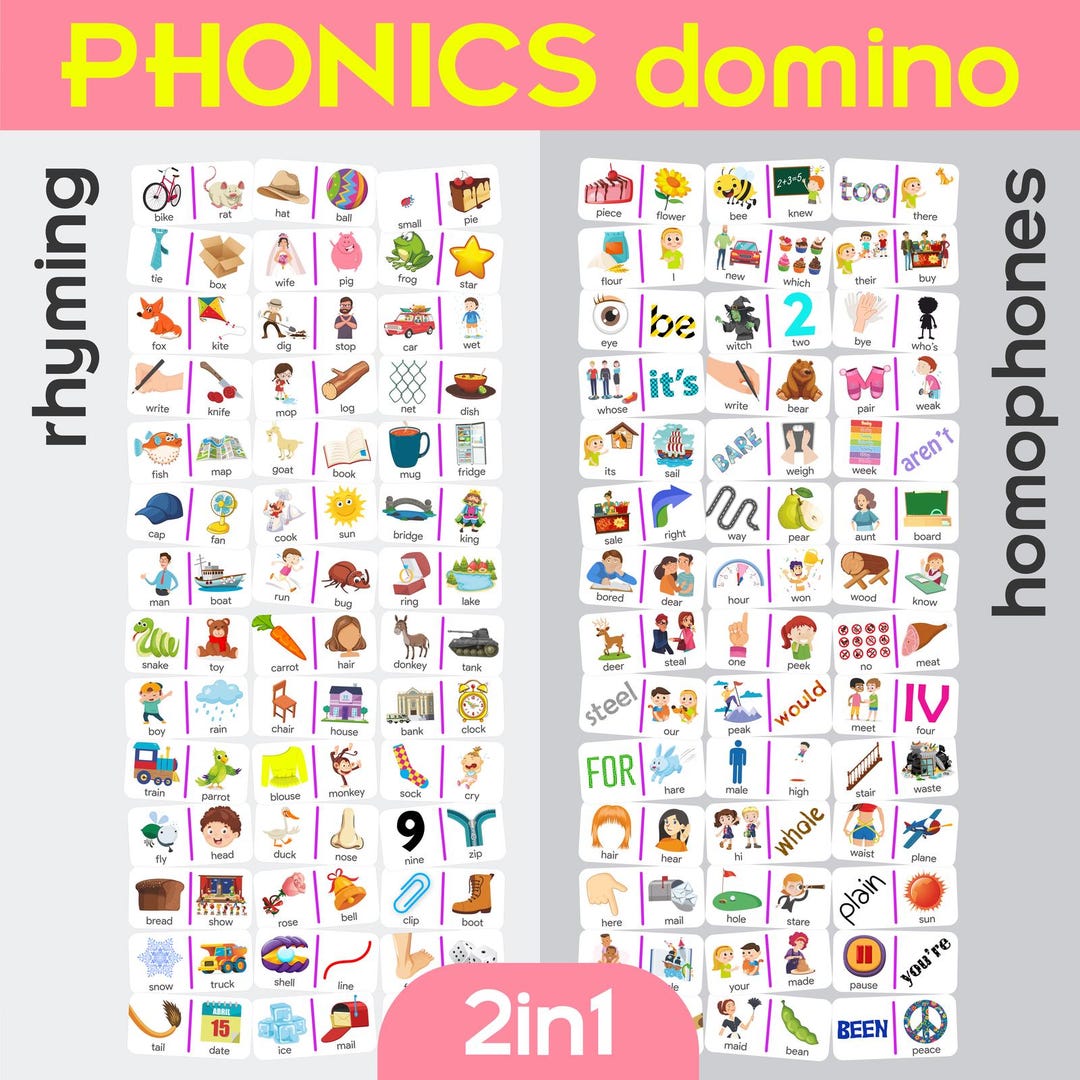Phonics Domino Games 2-in-1. Printable PDF - Etsy
