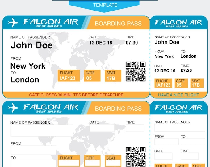 Editable Boarding Pass Template. Printable PDF. - Etsy