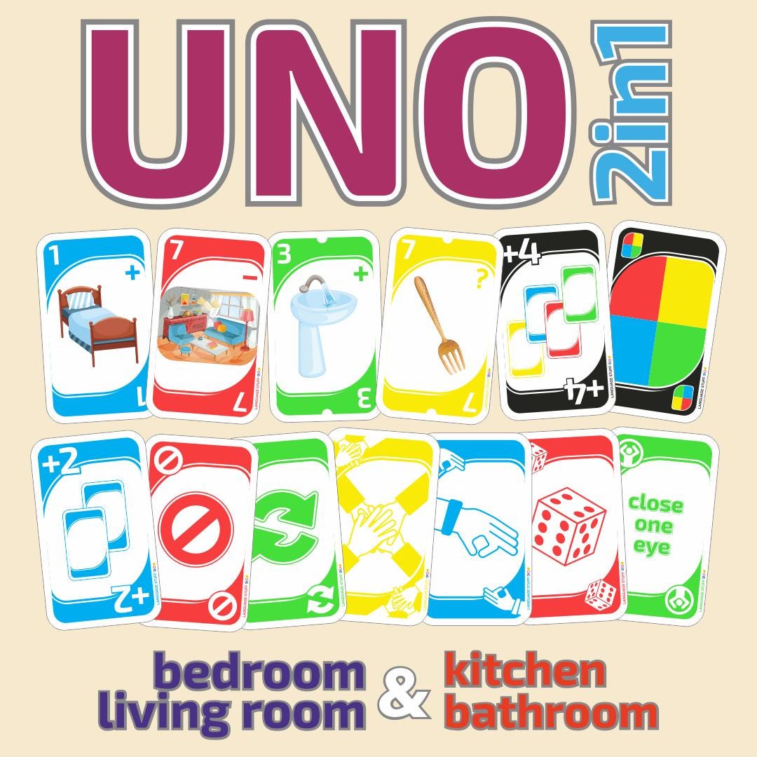 UNO House Stuff Card Game 2-in-1. Printable PDF. - Etsy UK