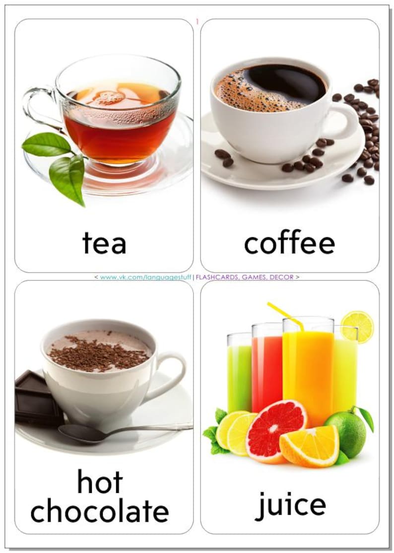 172 Food Vocabulary Flashcards. Signed and Unsigned. Printable PDF. - Etsy