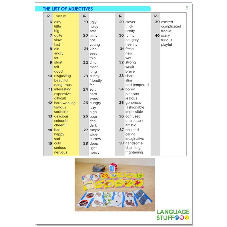 Adjective (degrees of Comparison) Card Game. Printable PDF. - Etsy