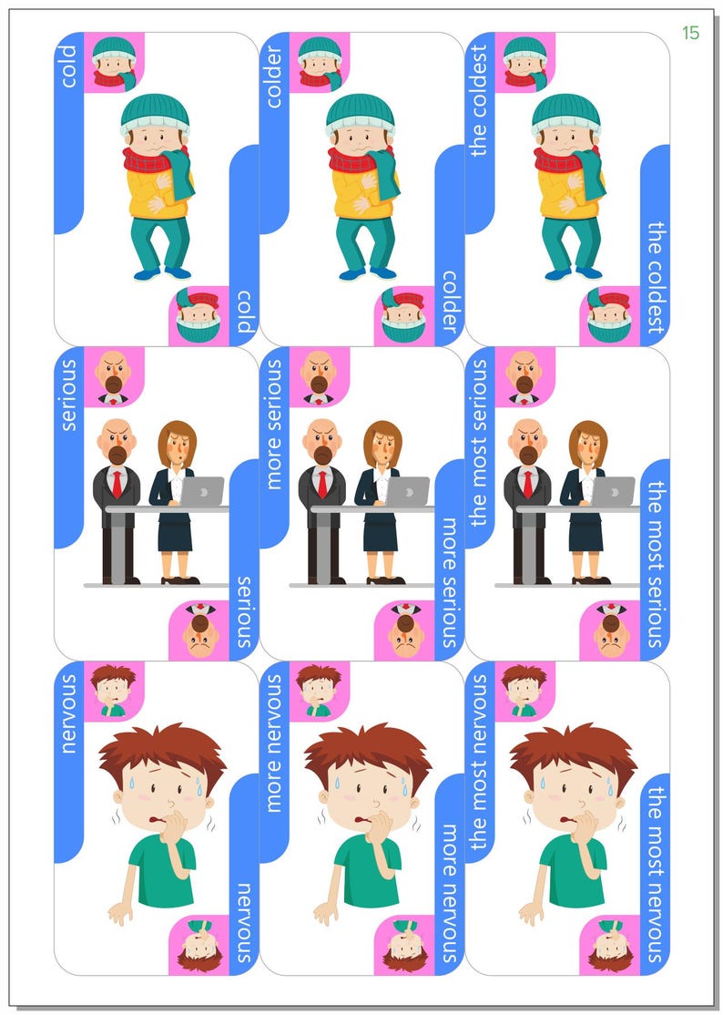 Adjective (degrees of Comparison) Card Game. Printable PDF. - Etsy