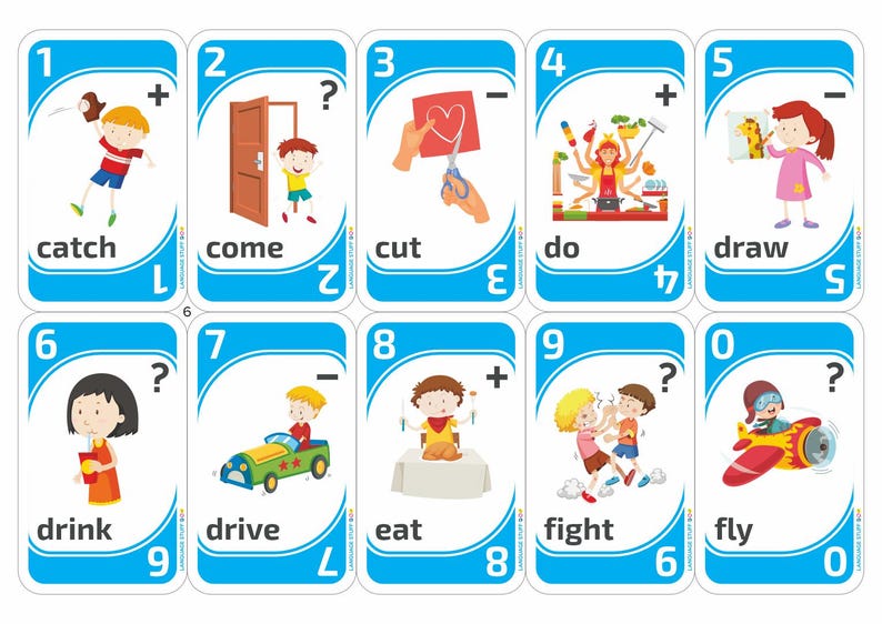 UNO Irregular Verbs Card Game. Printable PDF. - Etsy Australia
