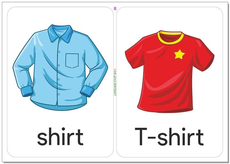80 Clothes & Accessories Vocabulary Flashcards (sign and Unsign ...