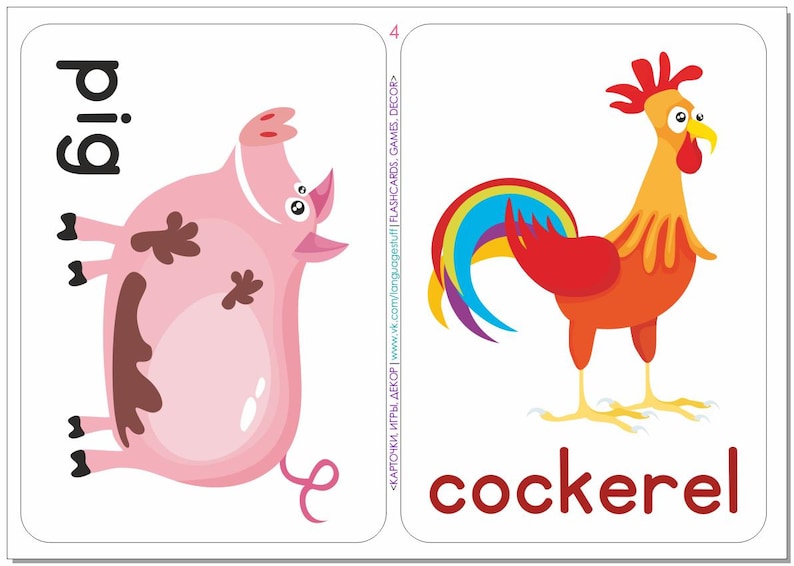 120 Animal Vocabulary Flashcards (signed and Unsigned). Printable PDF ...