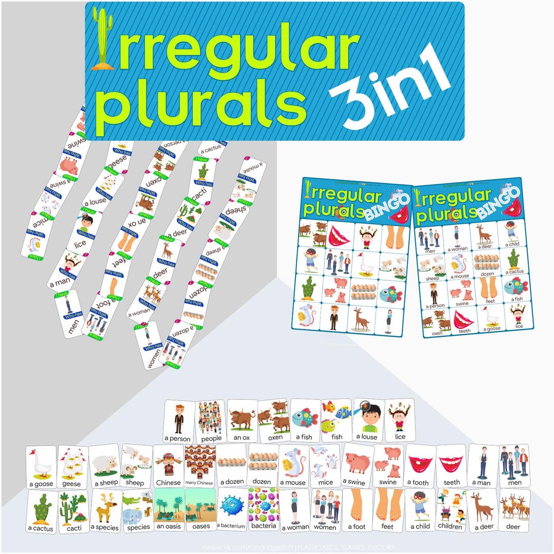 Irregular Plurals Bundle 3-in-1. Printable PDF. - Etsy