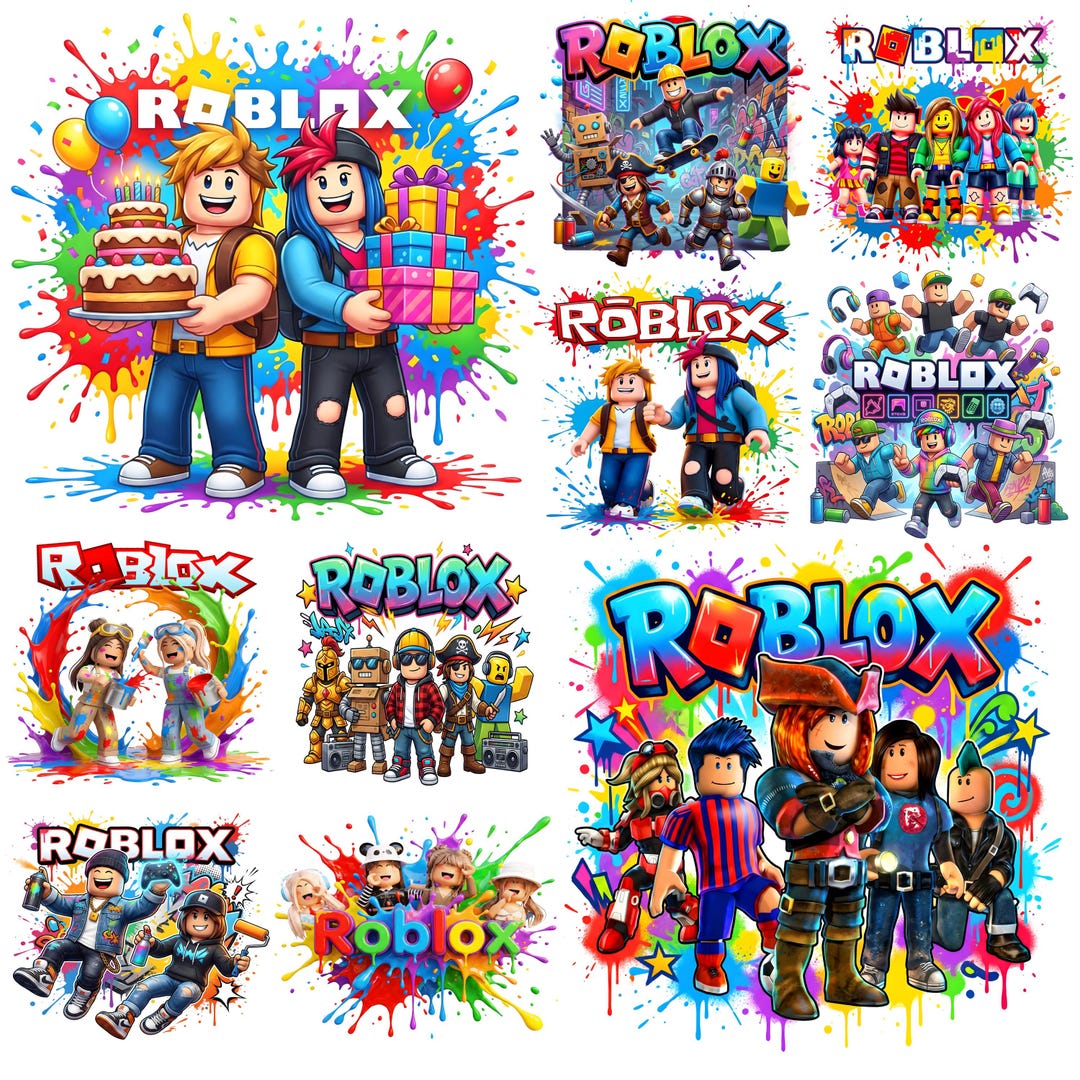 25 Roblox PNG Bundle, Color Paint Splatters, Roblox Character PNG ...