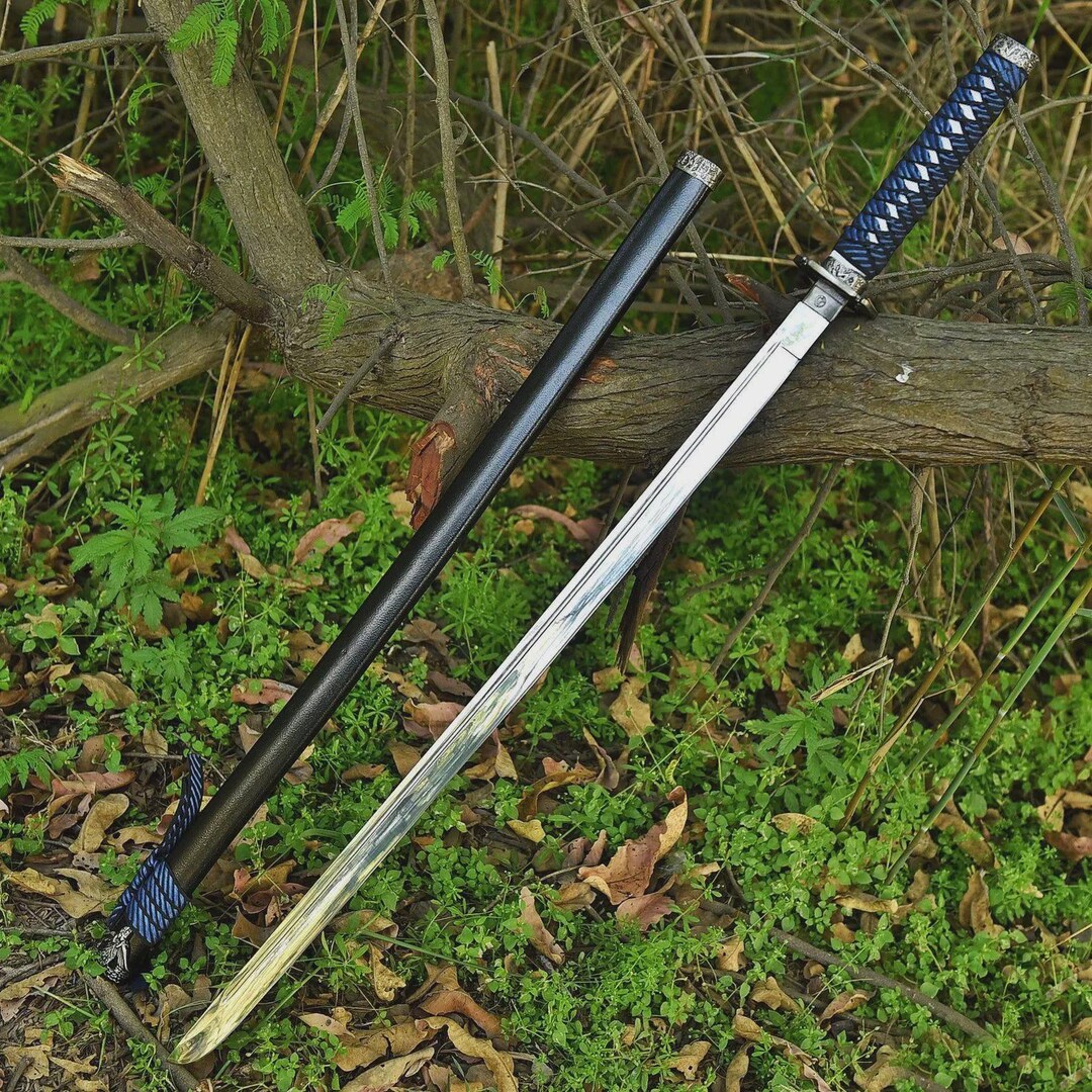 Custom Handmade Blue Katana Samurai Sword 1060 High Carbon Steel ...