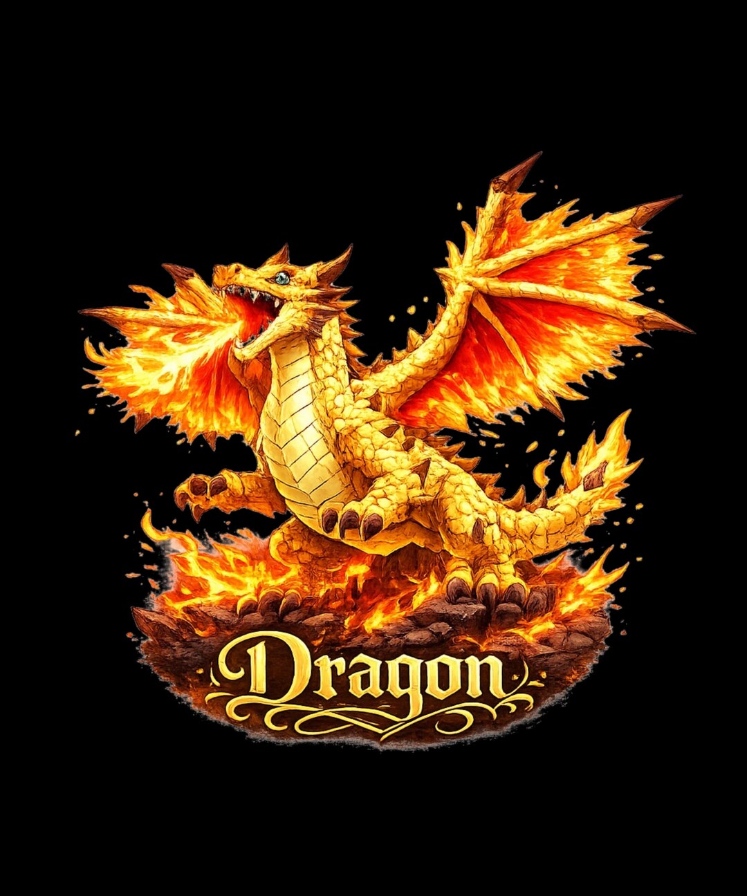 Dragon PNG Design | Fire Dragon Clipart | Fantasy Dragon Illustration ...