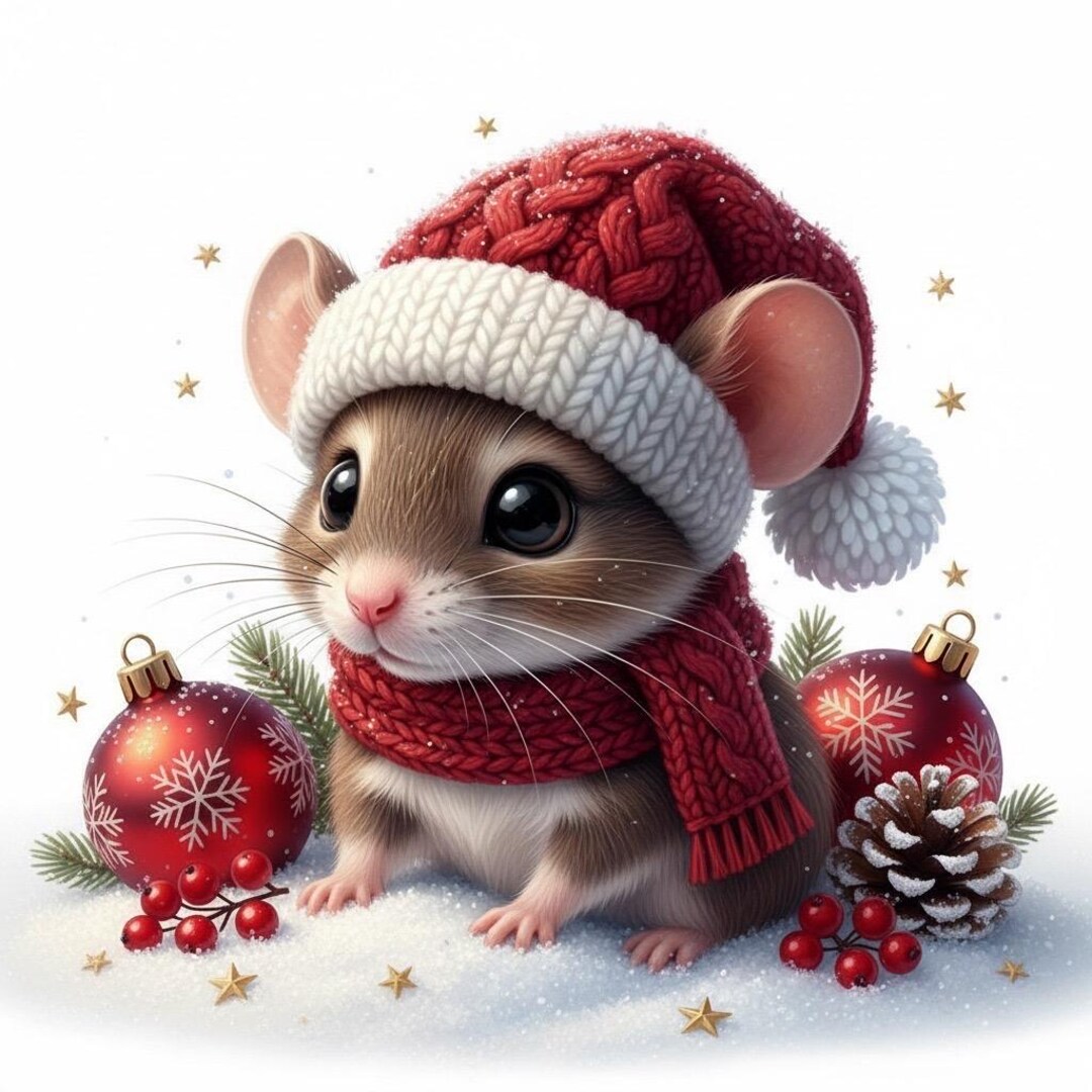 Watercolor Christmas Mouse Clipart, PNG Images (digital Download ...