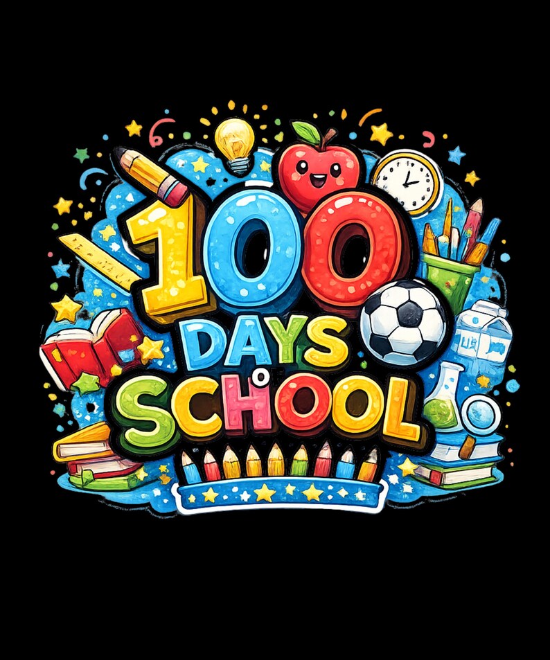 100 Days of School PNG | Colorful 100th Day of School Design | Kids ...