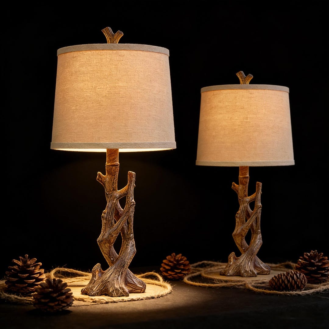Set of 2 Country Cottage Table Lamps for Bedroom | Farmhouse Vintage ...