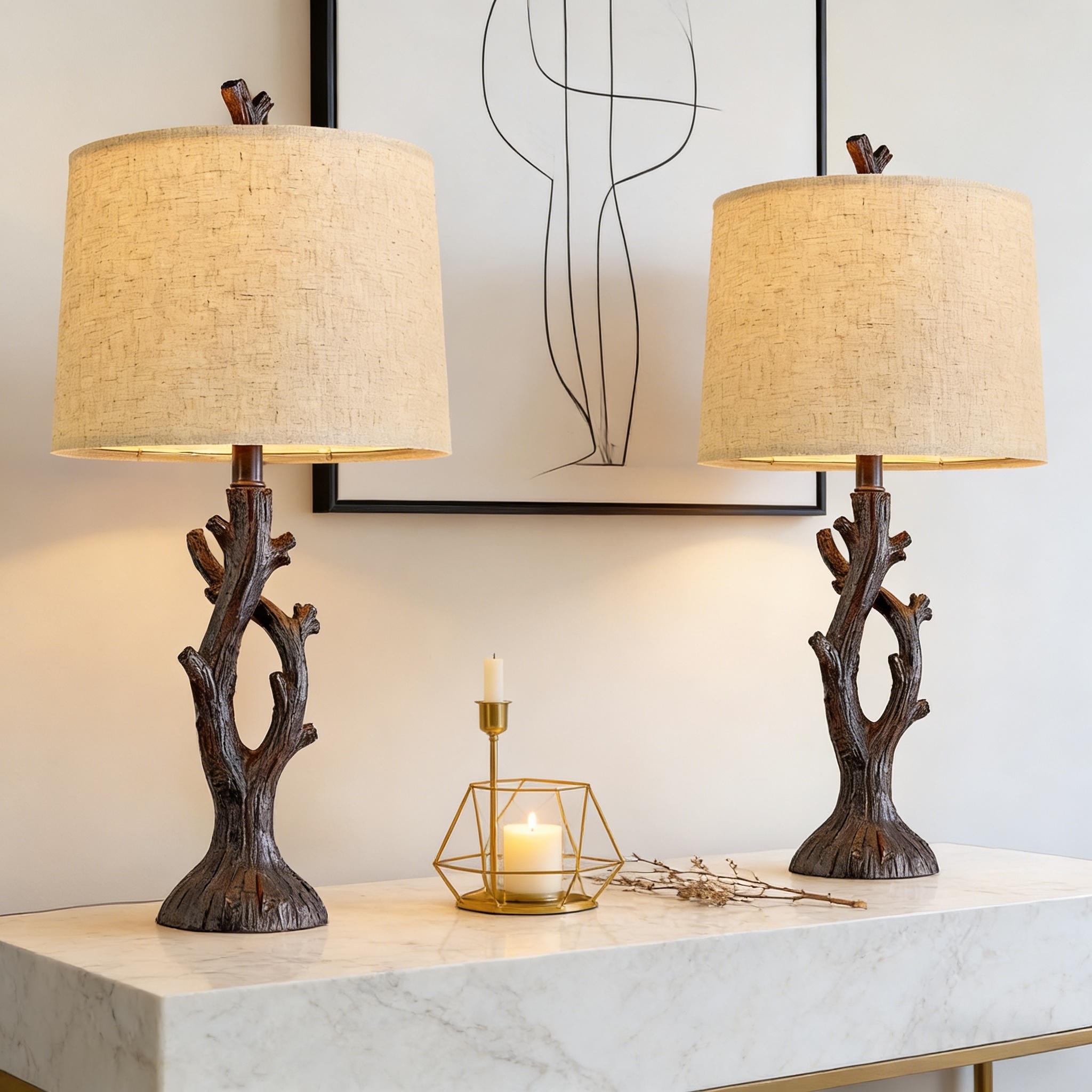 Set of 2 Country Cottage Table Lamps for Bedroom | Farmhouse Vintage ...