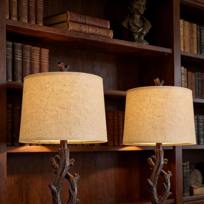 Set of 2 Country Cottage Table Lamps for Bedroom | Farmhouse Vintage ...