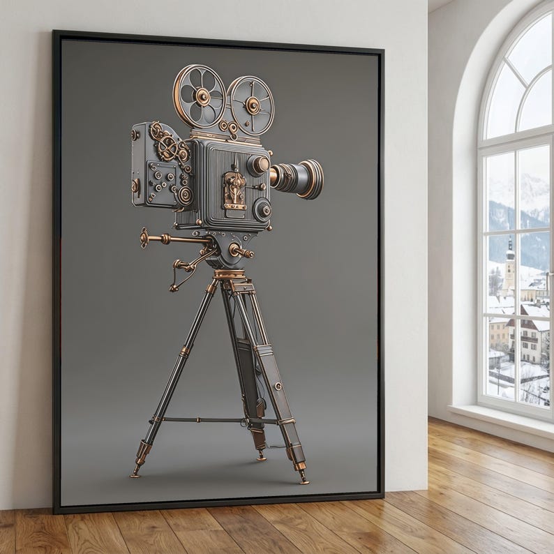 Vintage Film Camera Canvas, Retro Movie Camera Wall Art, Cinematic ...