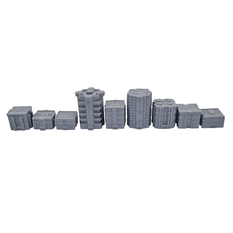 9 Piece City Buildings Set - Scenery for 6/8mm Scale Tabletop Wargaming ...