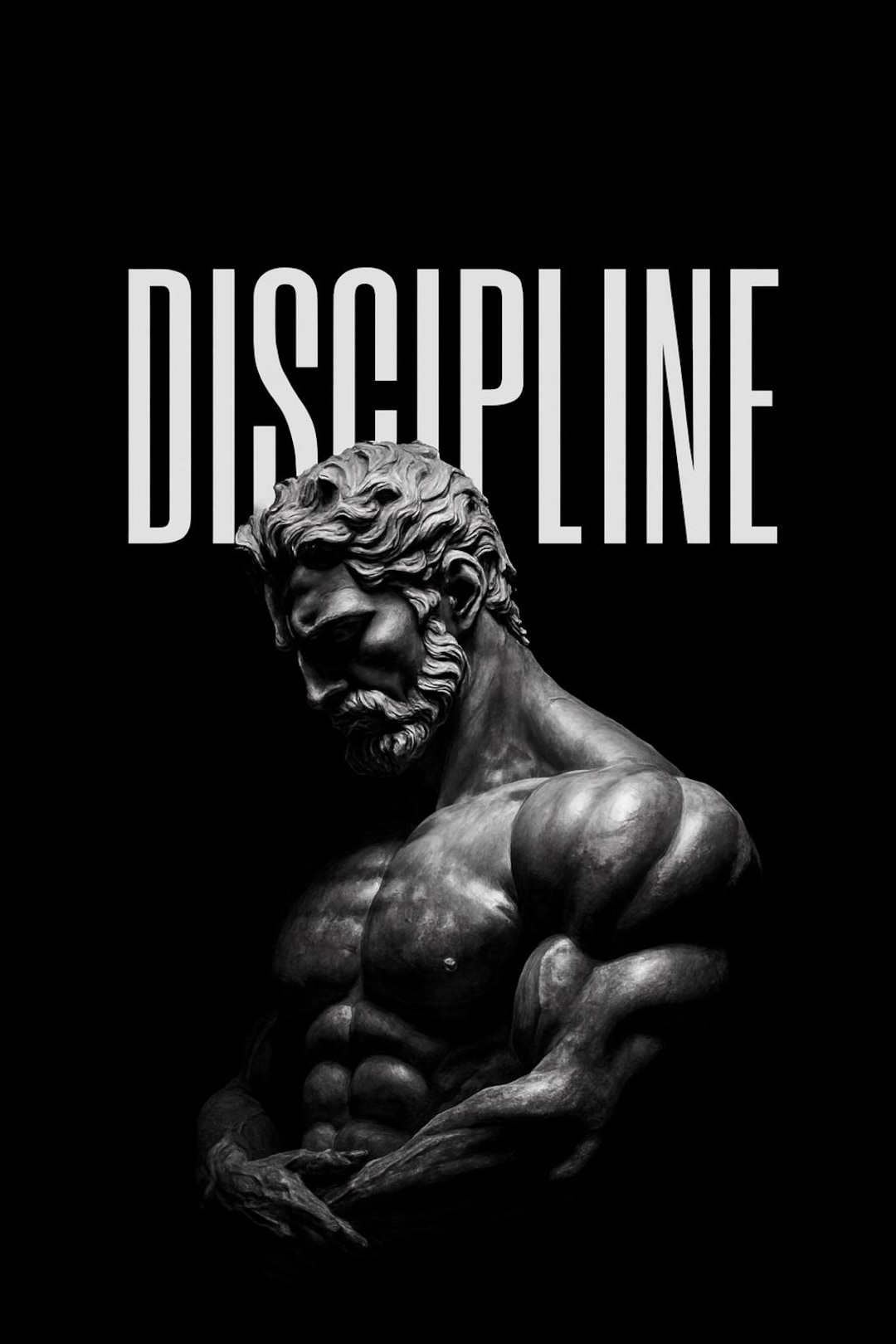 Discipline Gym Poster | Male Statue, Minimalist Fitness Art (printable ...