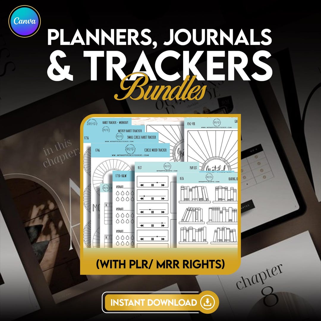 Planners, Journals & Trackers Bundle | Canva Editable | PLR and MLR ...