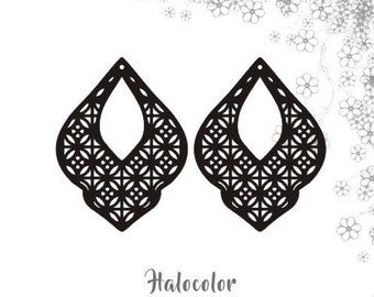 Printed Laser Cut Wood Charm 2 PCS Filigree Spring Sunflower | Etsy