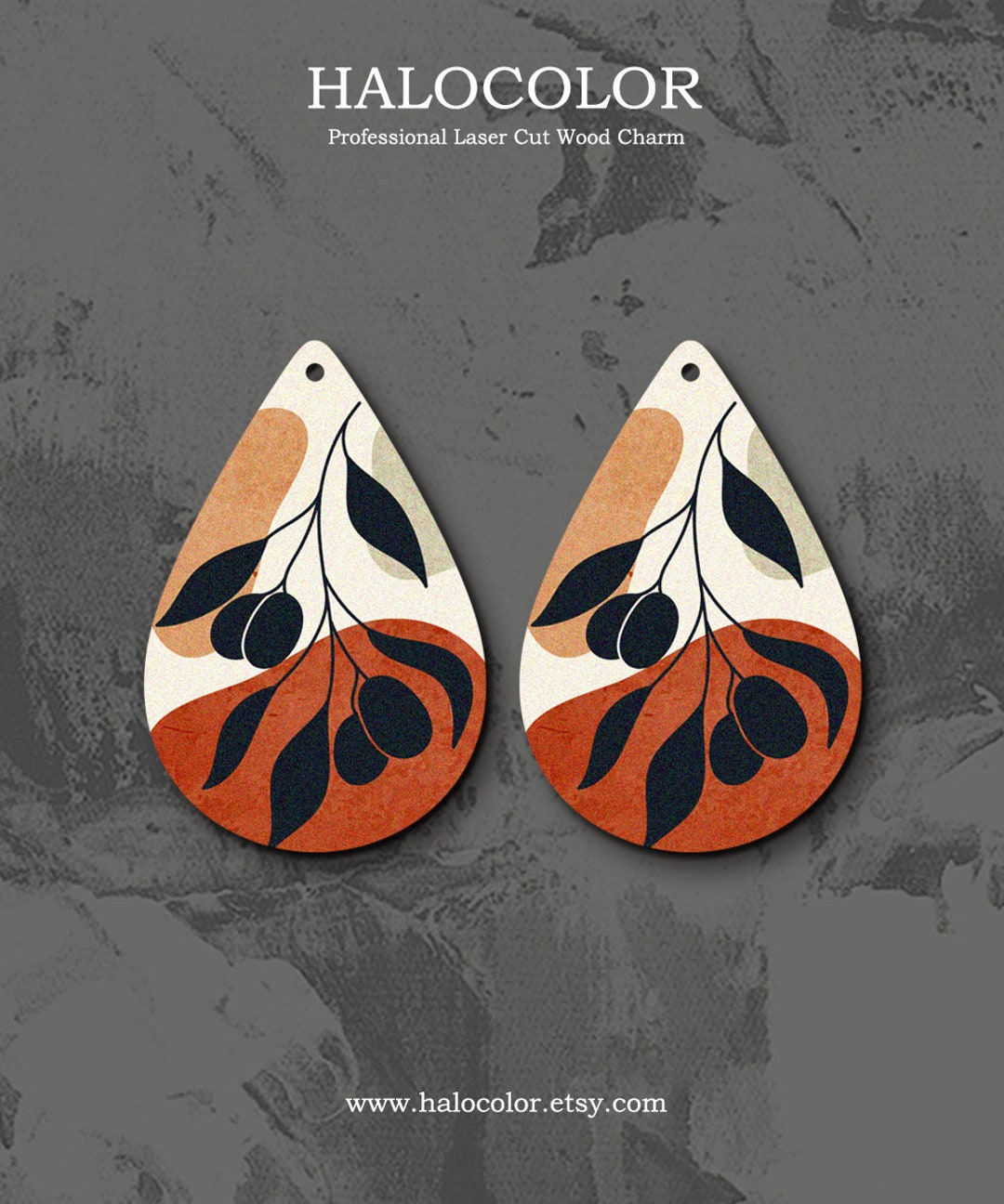 Print Series - 2 PCS Filigree Leaf Abstract Contemporary Modern Wood ...