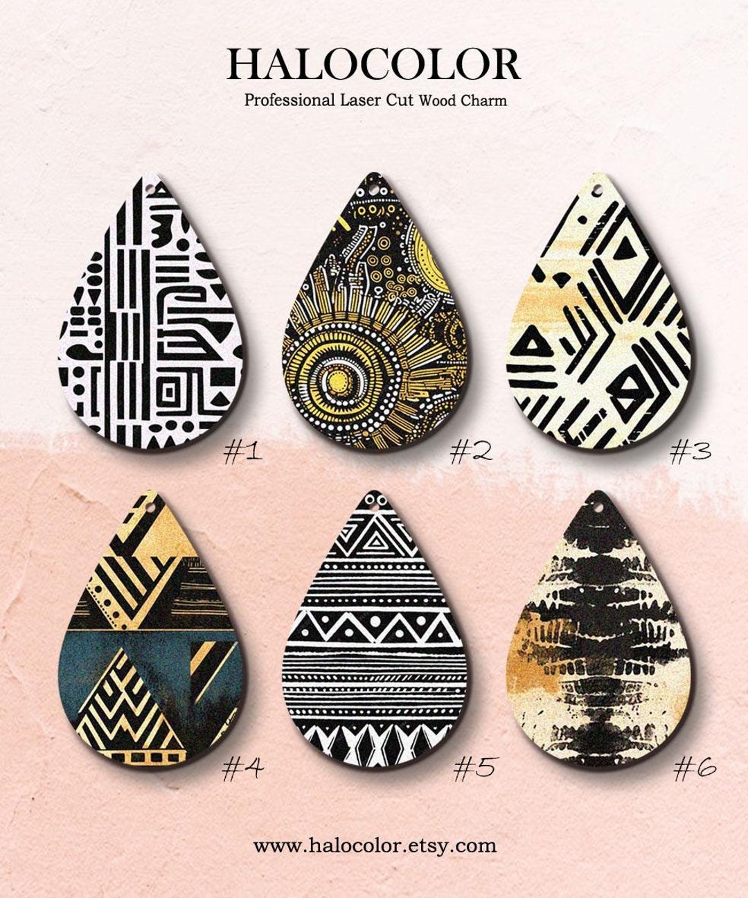 Print Series - 2 Pcs Filigree Native Ethnic Printing Pattern Teardrop ...