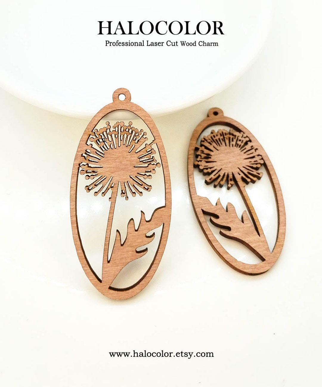 Dyeing Series Filigree Dandelion Wood Charm – Boho Wooden Pendant ...