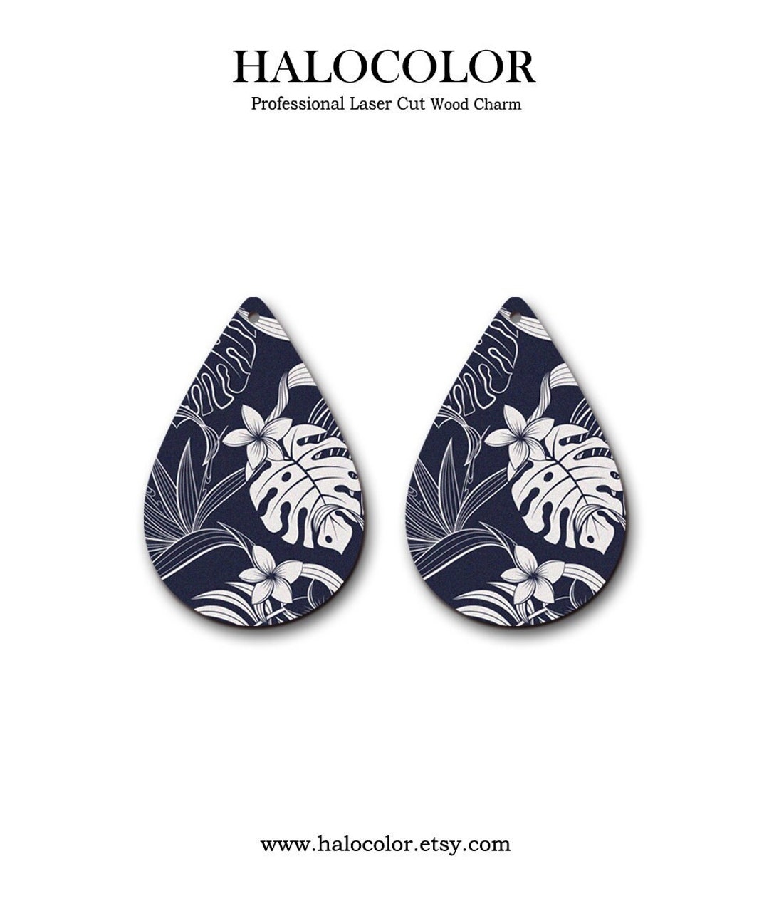 Print Series 2 Pcs Filigree Flower Pattern Teardrop Wood Charm / Wooden ...