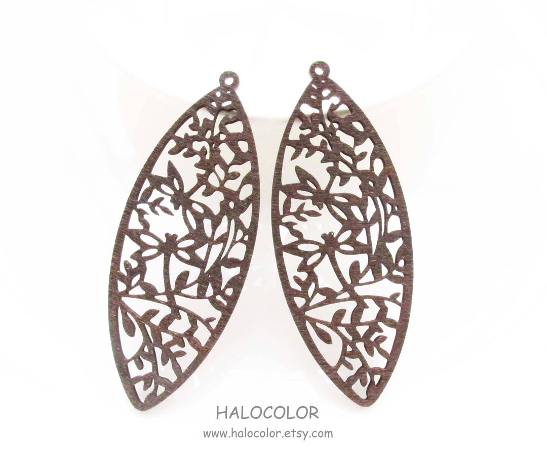 Dyeing Series - 28x 69mm Variety of Colors Filigree Oliver Shape Plant ...