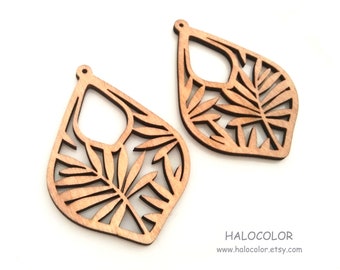 NEW Print Series 2 Pcs Filigree Flower Wood Charm / - Etsy