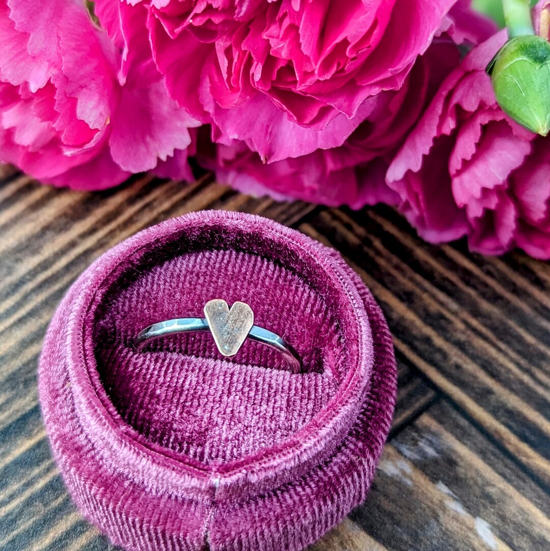 Rustic Primitive Hand Sawn Asymmetrical Heart Ring, Oxidized Sterling ...