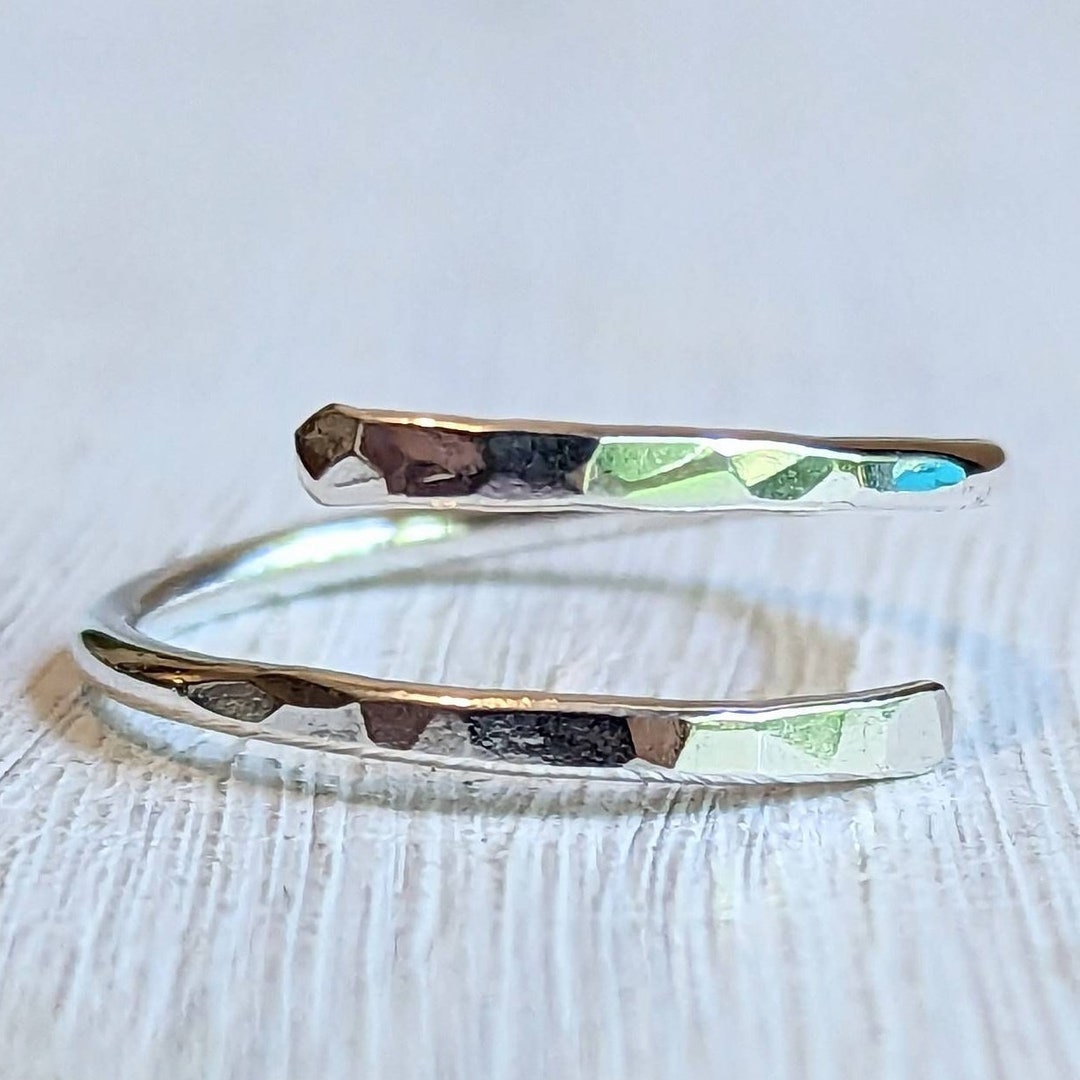 Hammered Sterling Silver Adjustable Bypass Wrap Ring - Etsy