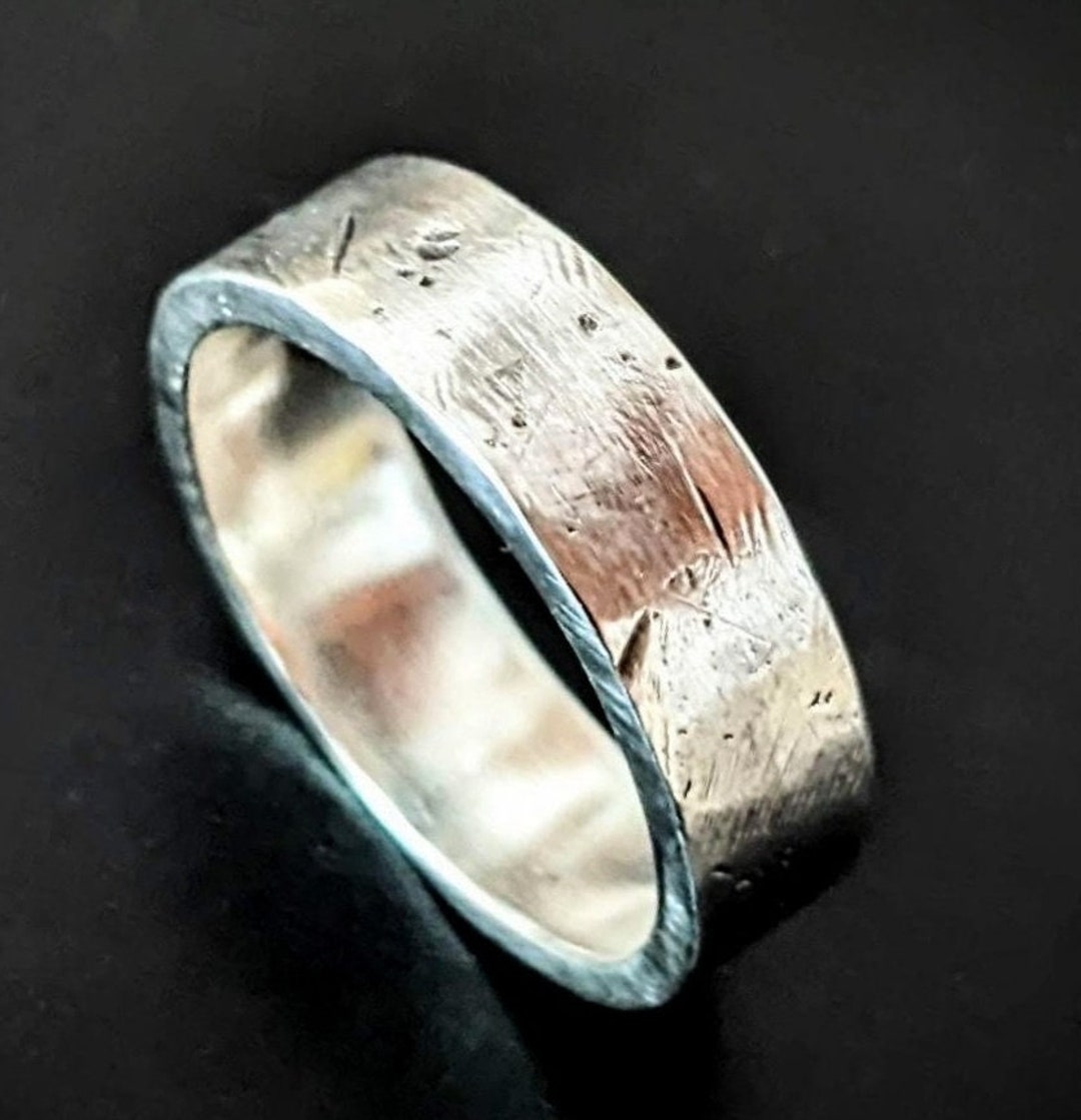 Rustic Modern Sterling Silver Band, 6mm X 2mm Ring Textured by ...