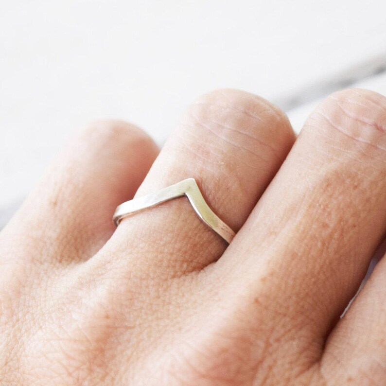 Sterling Silver Chevron Ring / Modern Minimalist Jewelry / - Etsy