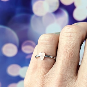 Rustic Primitive Hand Sawn Asymmetrical Heart Ring, Oxidized Sterling ...