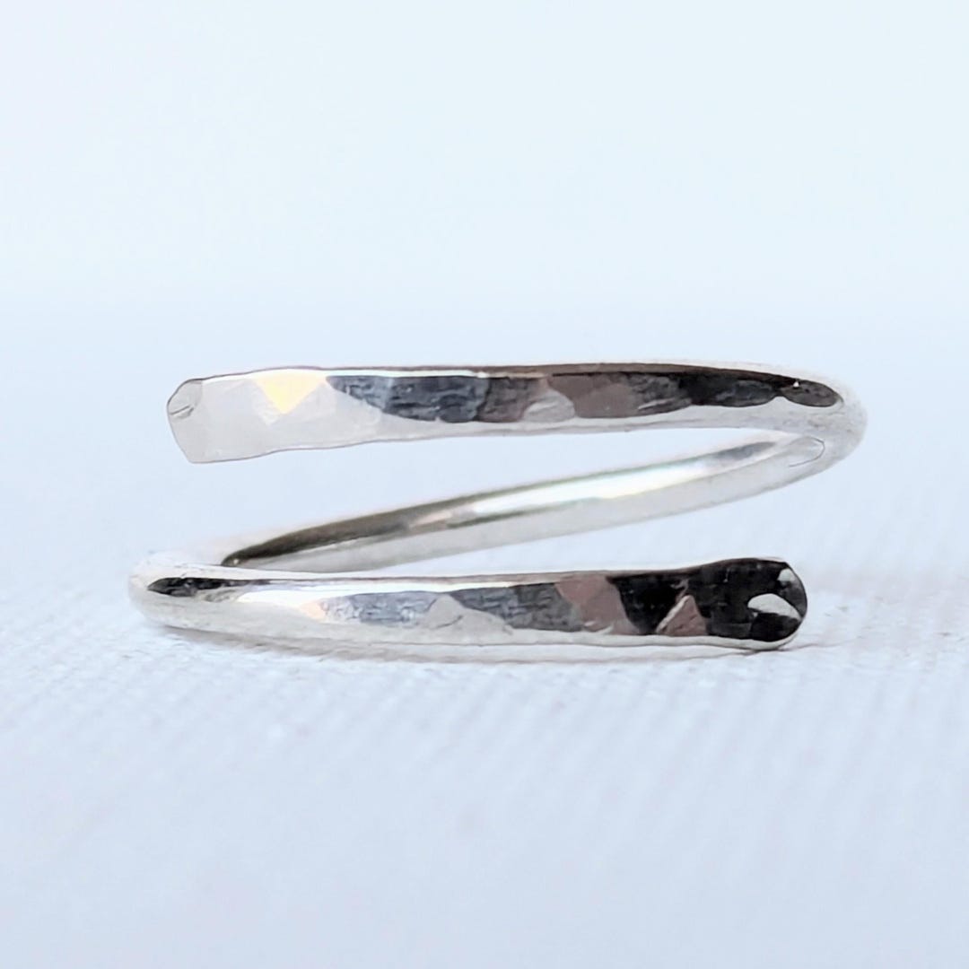Hammered Sterling Silver Adjustable Bypass Wrap Ring - Etsy