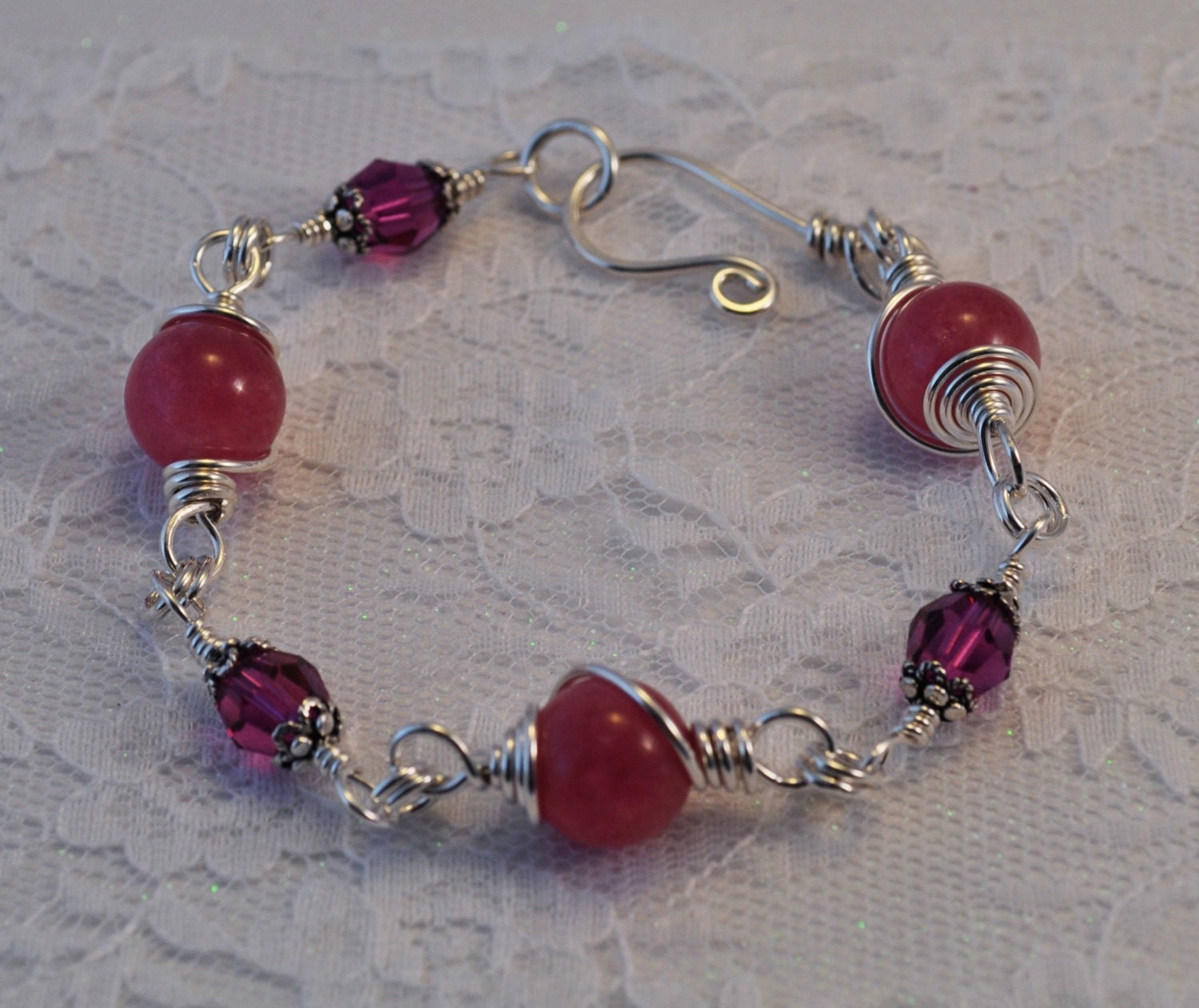 Silver Wrapped Ruby Bracelet - Etsy