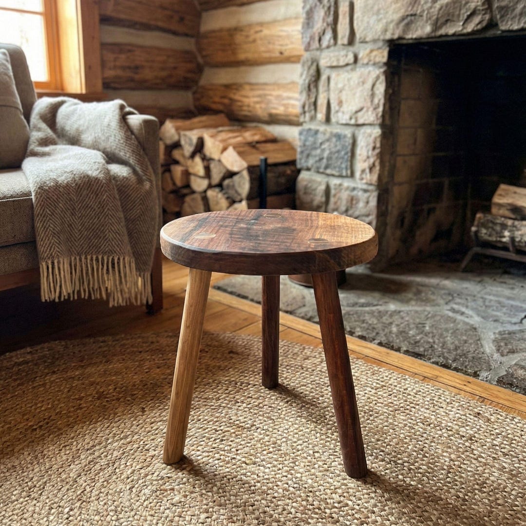 Wooden Stool / Side Table / Plant Stand / Handcrafted Stool / Round ...