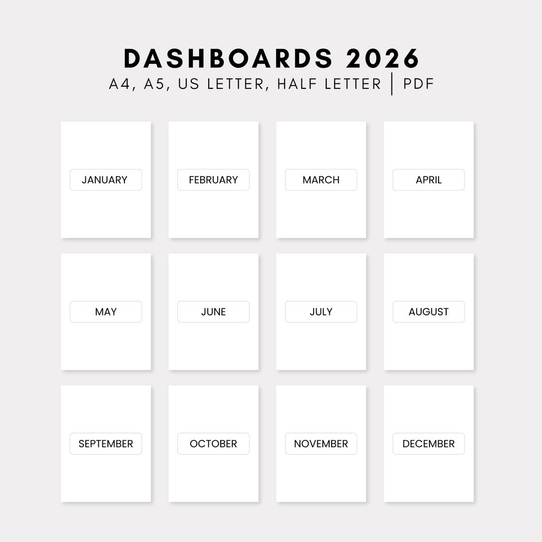 Month Planner Dashboard Monthly Dividers Minimalist Planner Dashboards ...