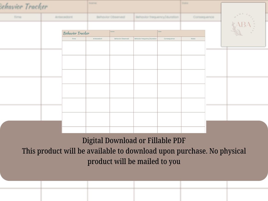ABC Behavior Tracker With Guides - Etsy