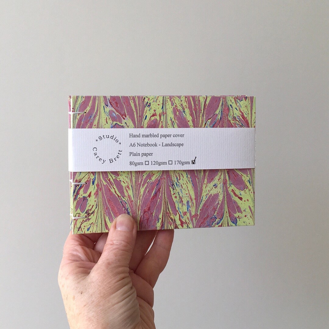 A6 Notebook Hand Marbled Paper Covers Sketchbook Handmade - Etsy