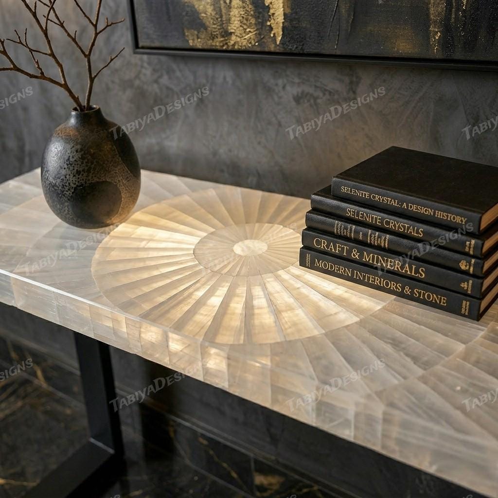 Luxury Translucent Selenite Console Table, Modern Entryway Table ...