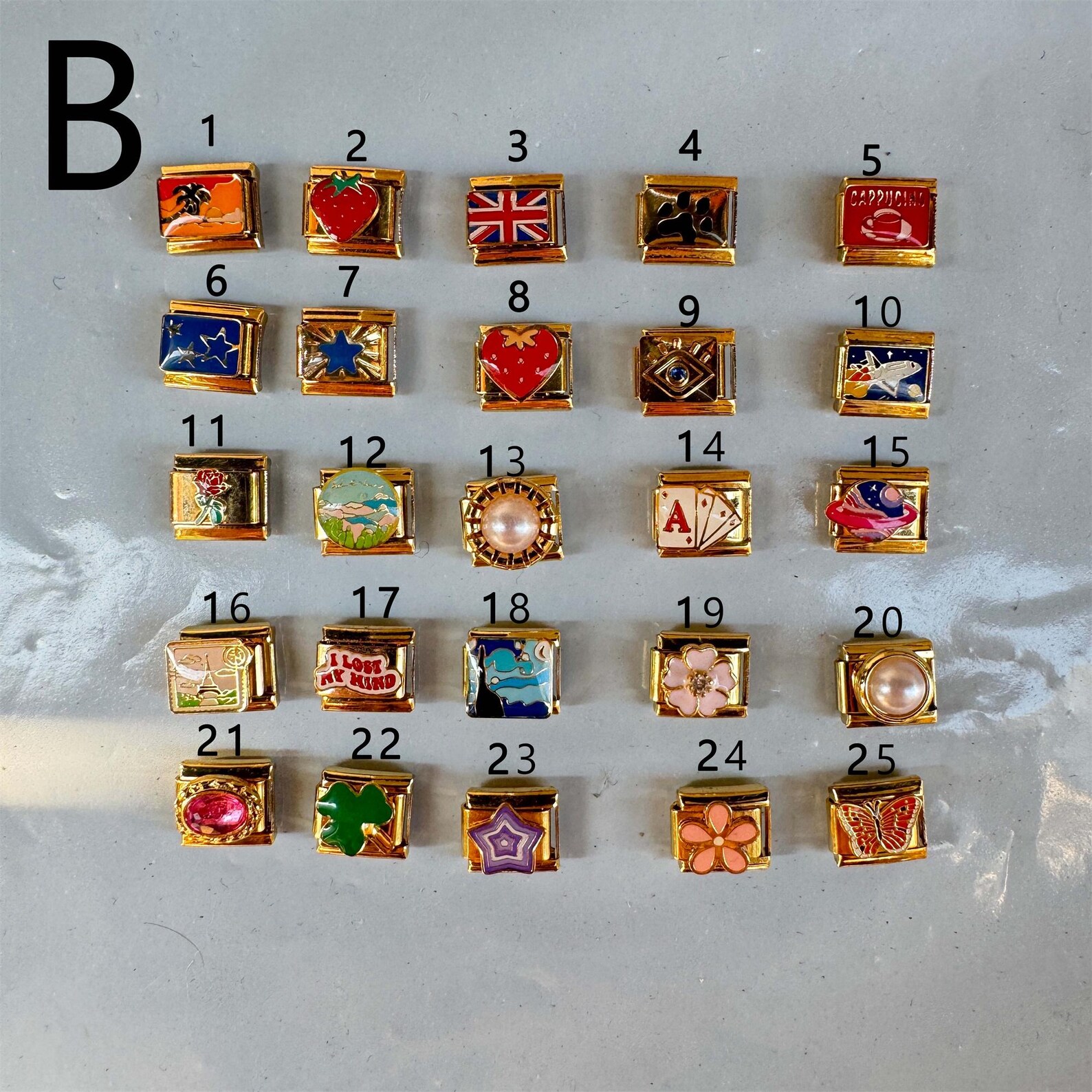 Personalized Italian Charm List, Only Charms, Gold Italian Bracelet ...