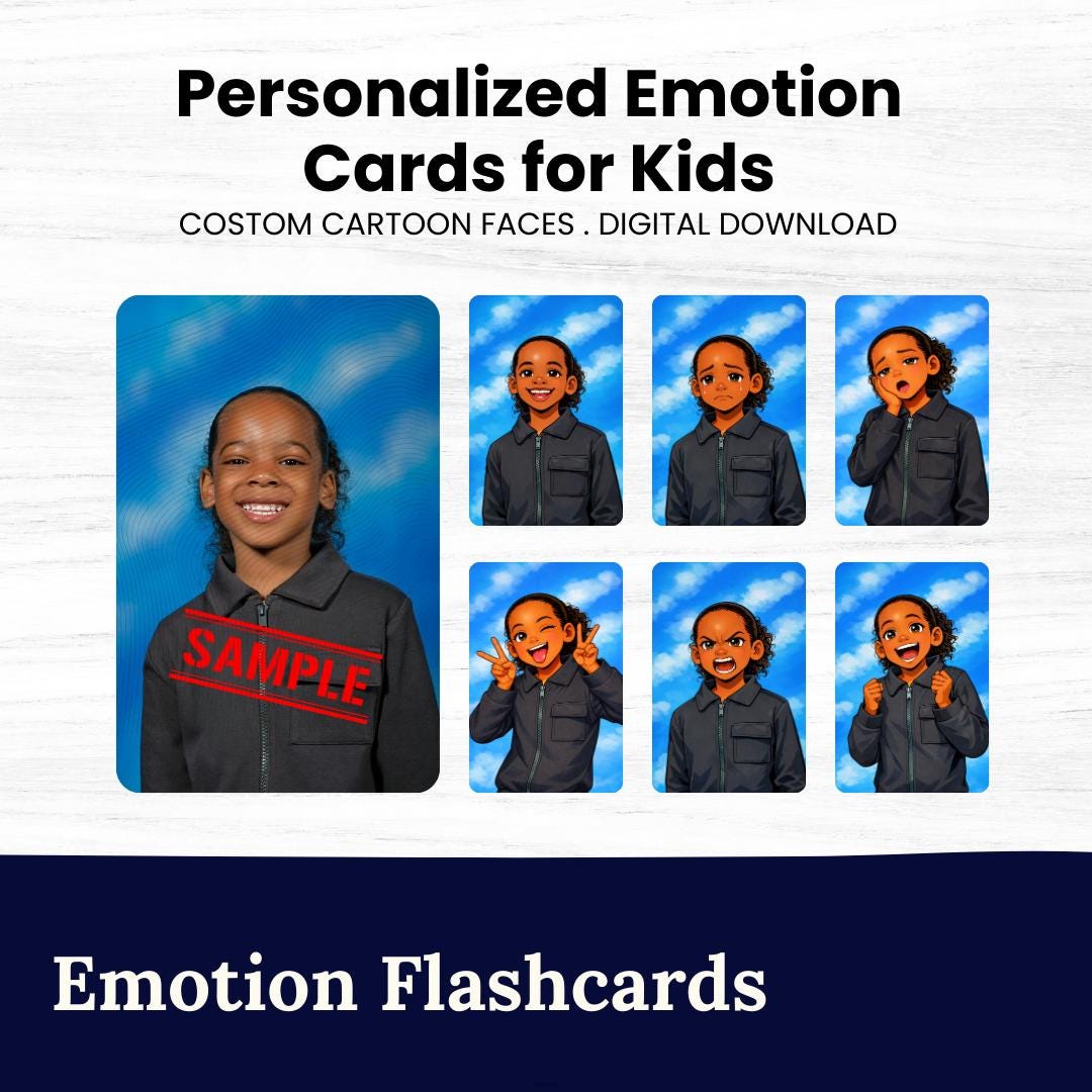 Personalized Emotion Flashcards for Kids | Custom Cartoon Behavior ...