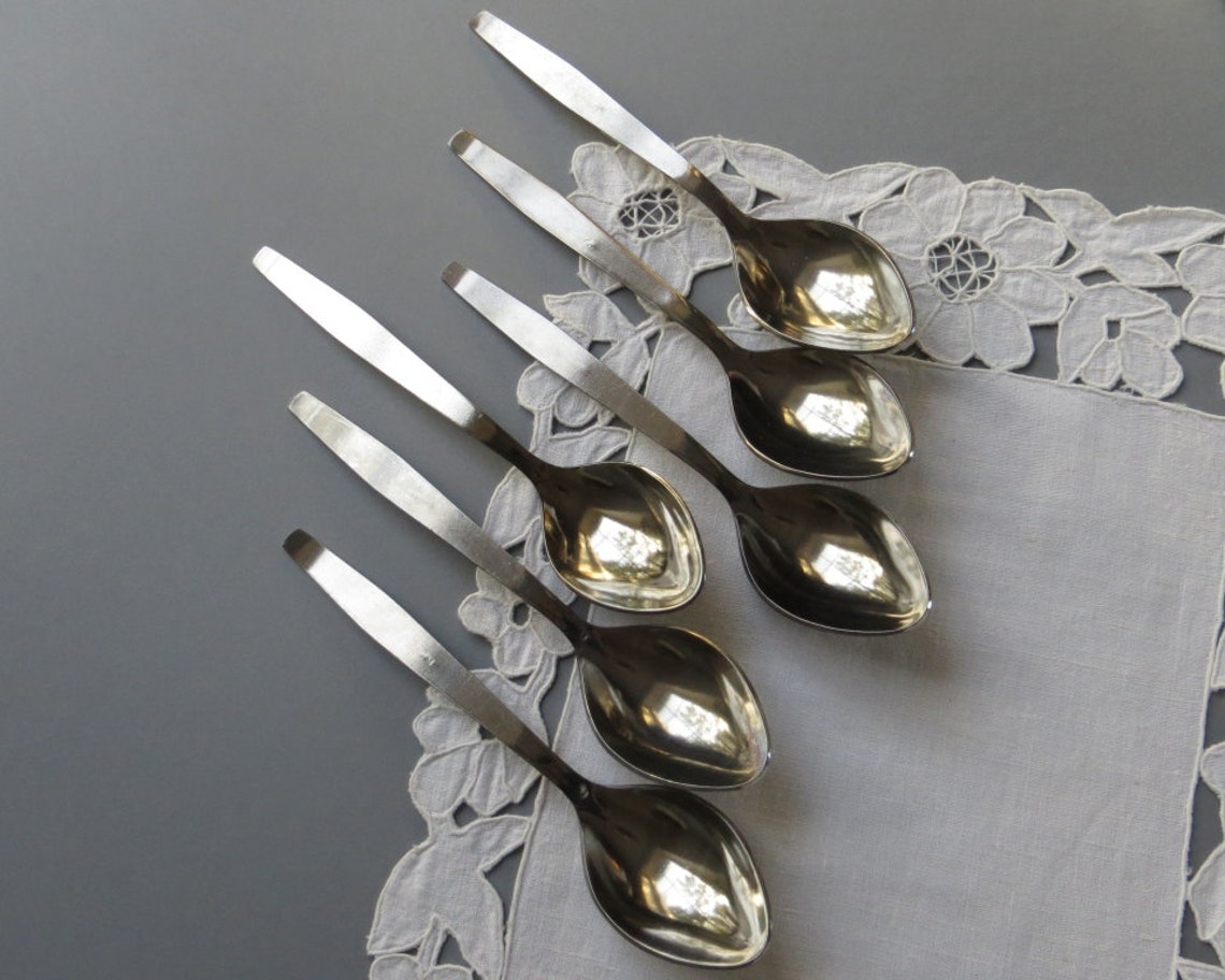 Vintage Dessert Spoons Set of 6 Soup Spoons Tablespoons Stainless Steel ...