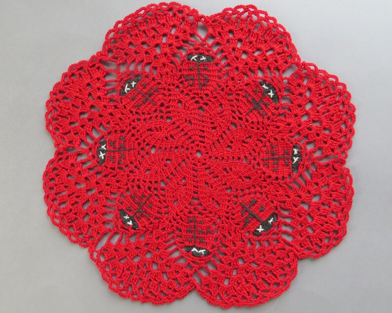 Vintage Crochet Doily Red Doilies Lady Bird Ladybug Doily - Etsy