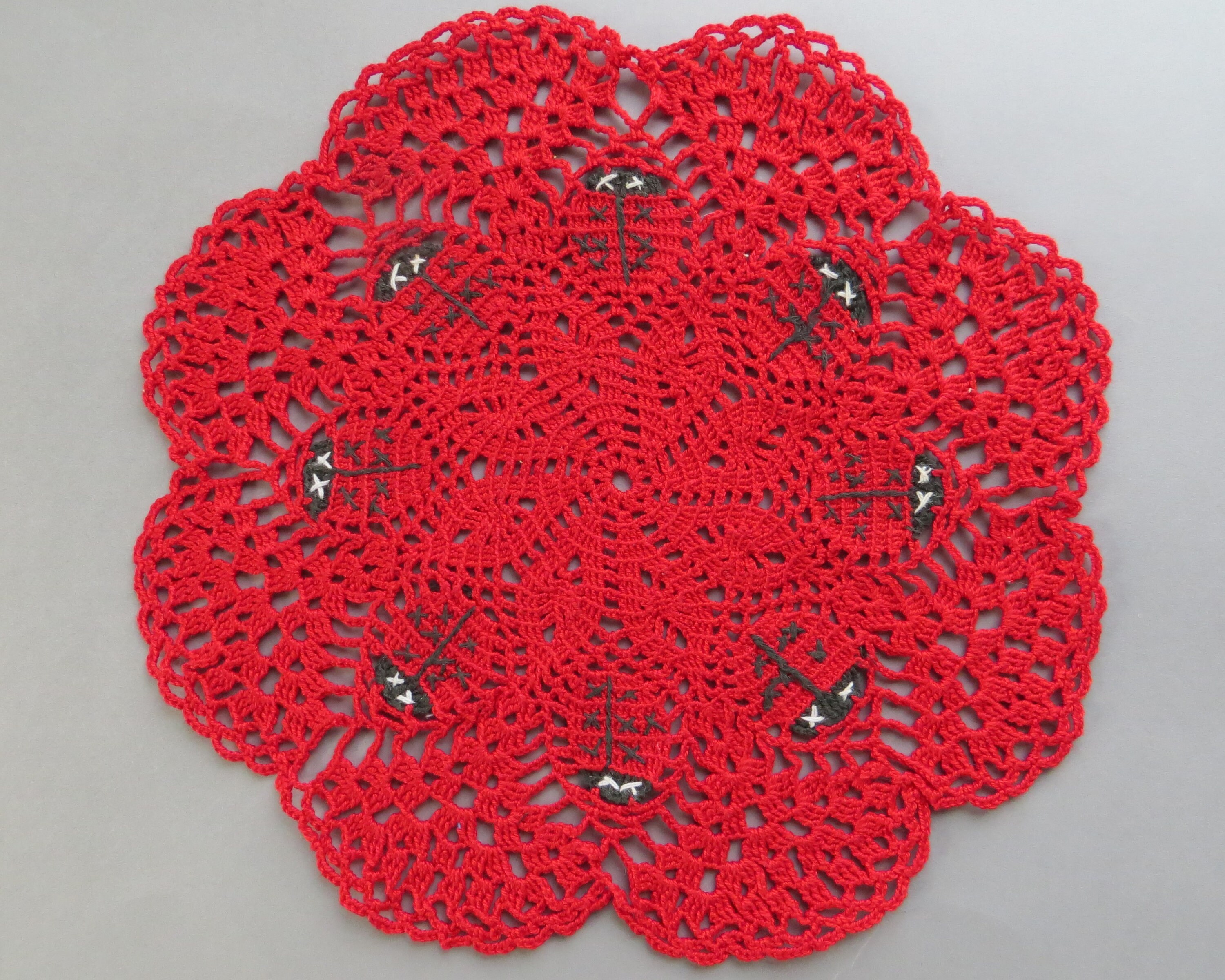 Vintage Crochet Doily Red Doilies Lady Bird Ladybug Doily | Etsy