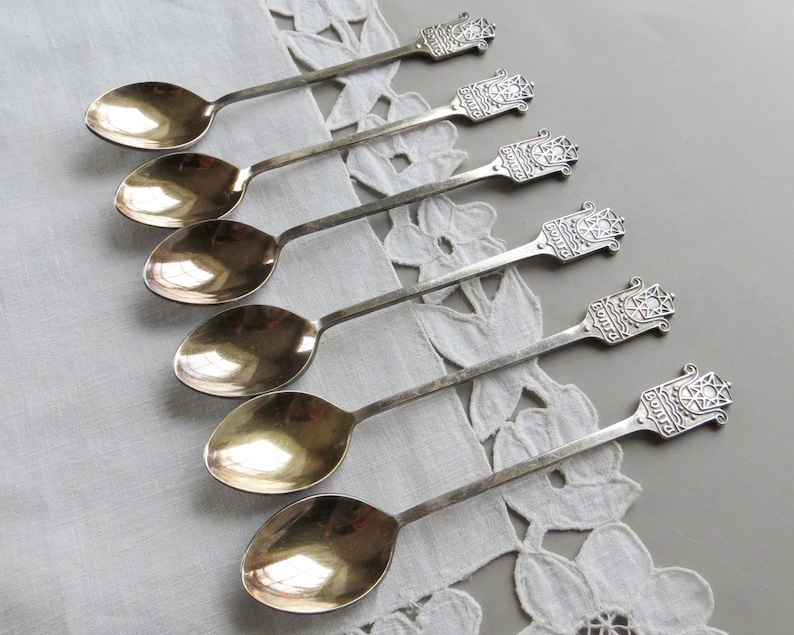 Vintage Teaspoons Silver Plated Gold Plated Set of 6 Spoons - Etsy
